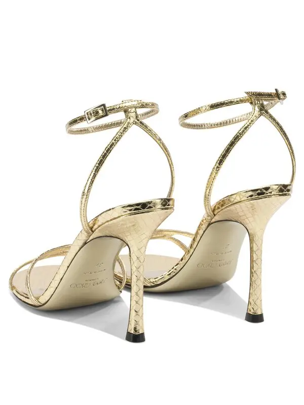 JIMMY CHOO Leo 100mm Heeled Sandals - Gold