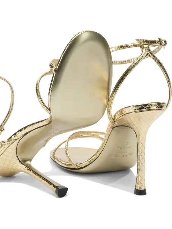 JIMMY CHOO Leo 100mm Heeled Sandals - Gold
