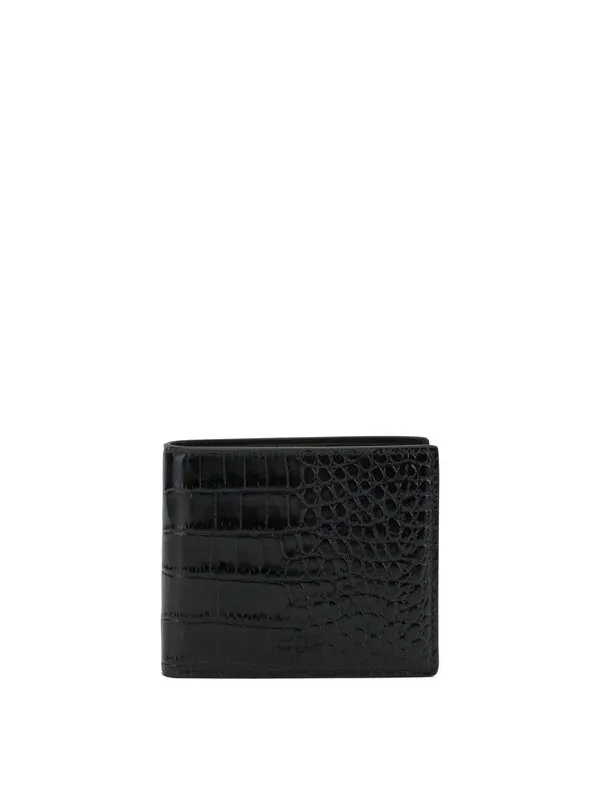 TOM FORD Crocodile Print Leather Wallet - Black