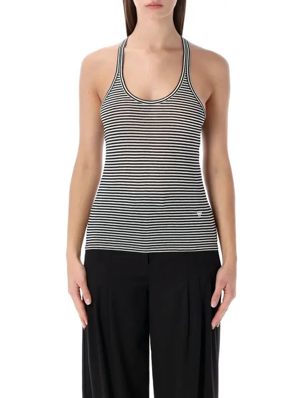 TOM FORD Striped Viscose Tank Top - Black White Stripes