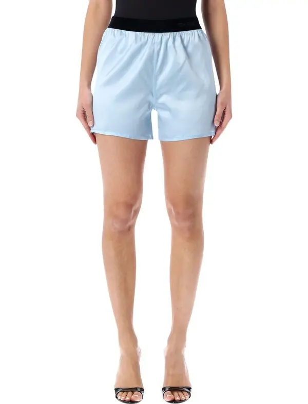 TOM FORD Stretch Silk Satin Pj Shorts - Frost Light Blue