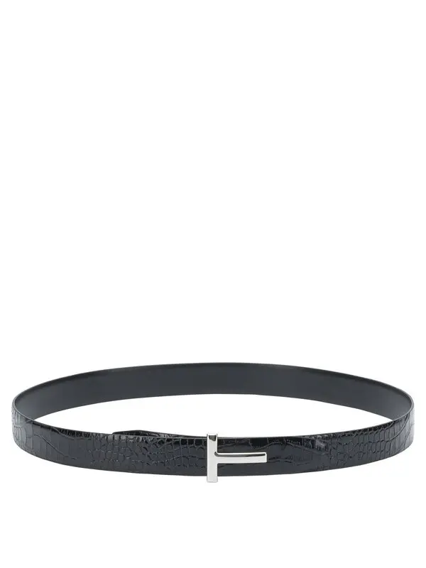 TOM FORD Belt With Crocodile Print - Black