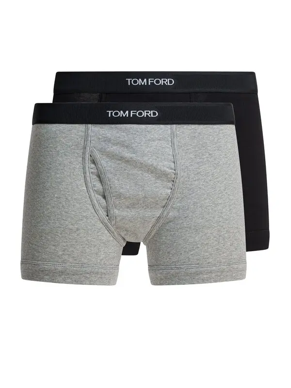 TOM FORD Cotton Boxer Shorts With Logo - Black