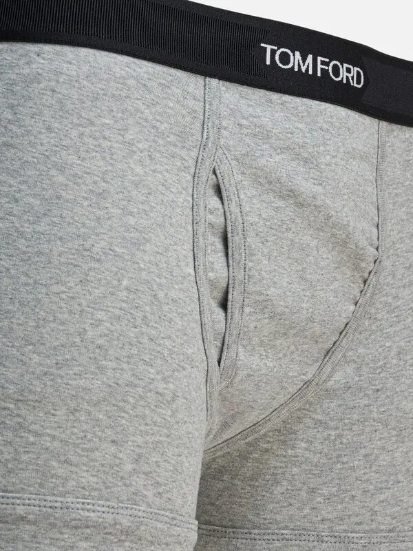 TOM FORD Cotton Boxer Shorts With Logo - Black