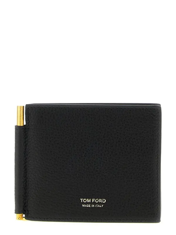 TOM FORD Hammered Leather Card Holder - Black