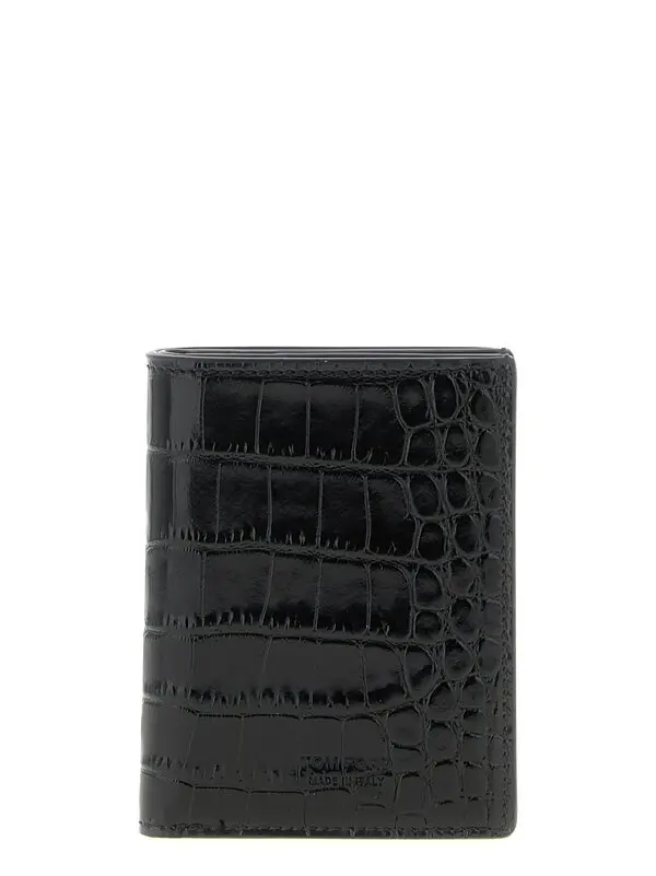 TOM FORD Cardholder Stmpa Crocodile - Black