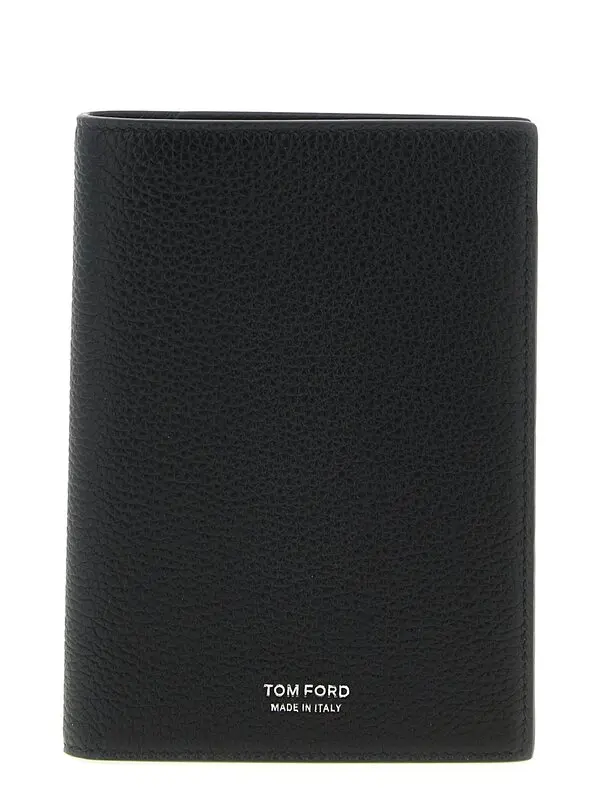 TOM FORD Hammered Leather Passport Holder - Black