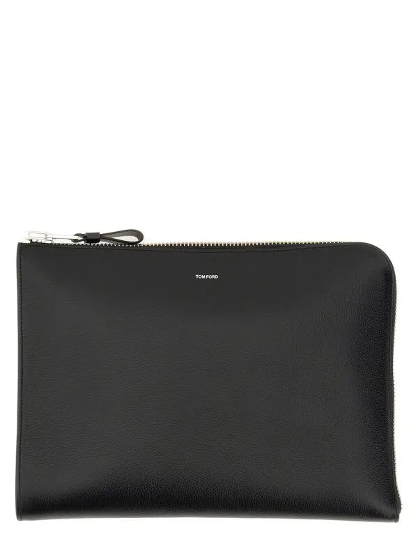 TOM FORD Zippered Leather Portfolio - Black