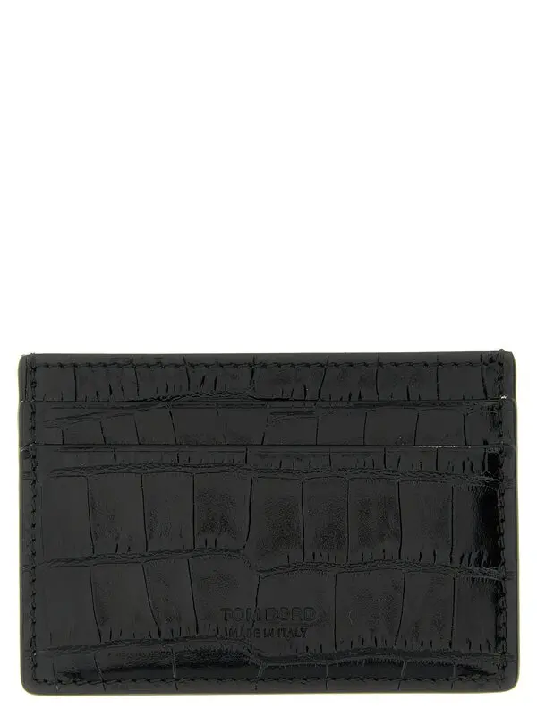 TOM FORD Crocodile Card Holder - Black