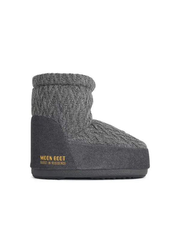 Moon Boot Icon Low Nolace Knit Boots - Grey