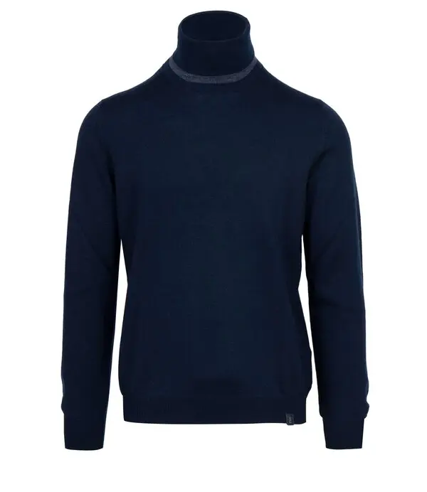 FAY Extra-fine Wool Turtleneck Sweater - Blue