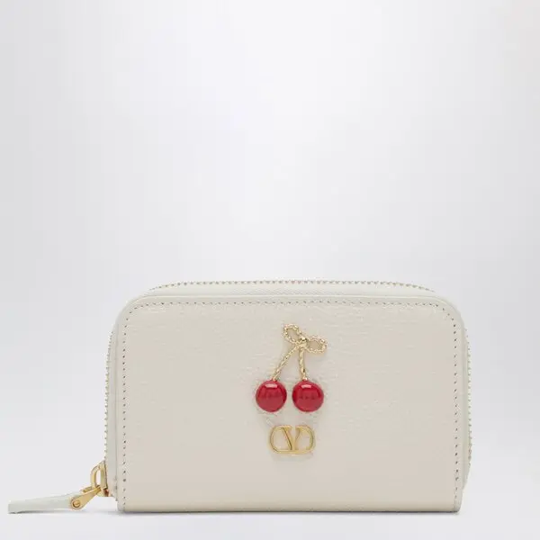 Valentino Garavani Ivory Cherryfic Zip Around Wallet - White