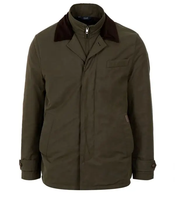 FAY Faille Jacket With Velvet Collar - Green