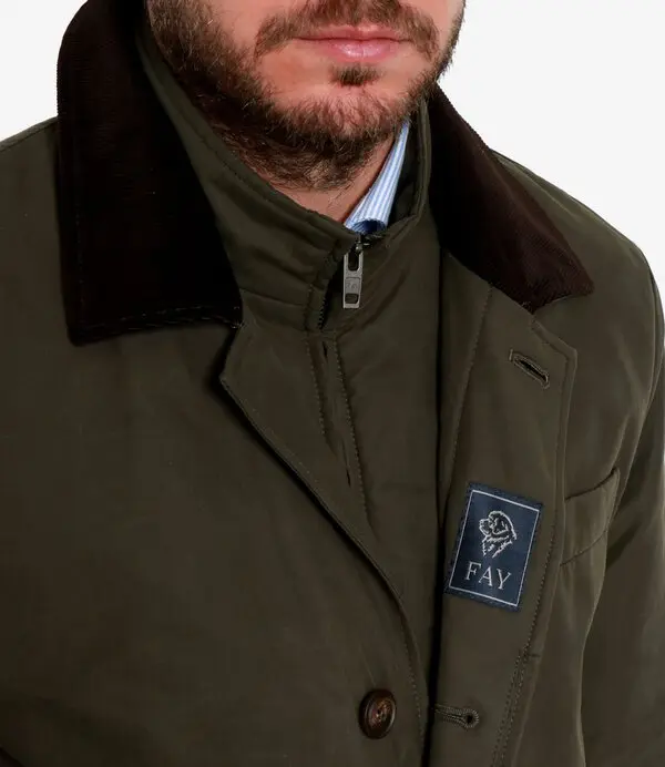 FAY Faille Jacket With Velvet Collar - Green
