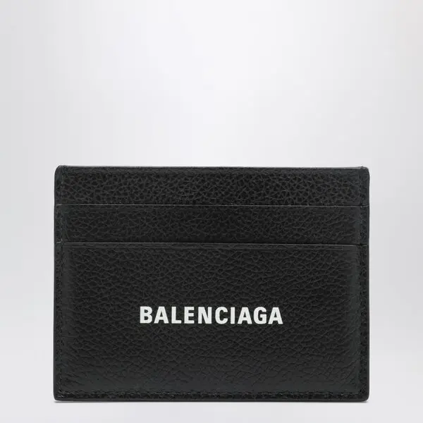 Balenciaga Cash Card Holder In Grained Leather - Black