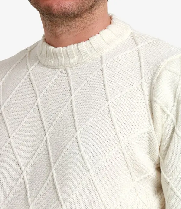 FILIPPO DE LAURENTIIS Geometric Diamond Knit Wool Sweater - Latte