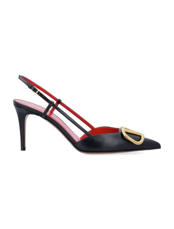 Valentino Garavani Vlogo Calfskin Slingback Pumps - Black
