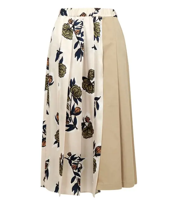 Max Mara Printed Twill Skirt - Beige