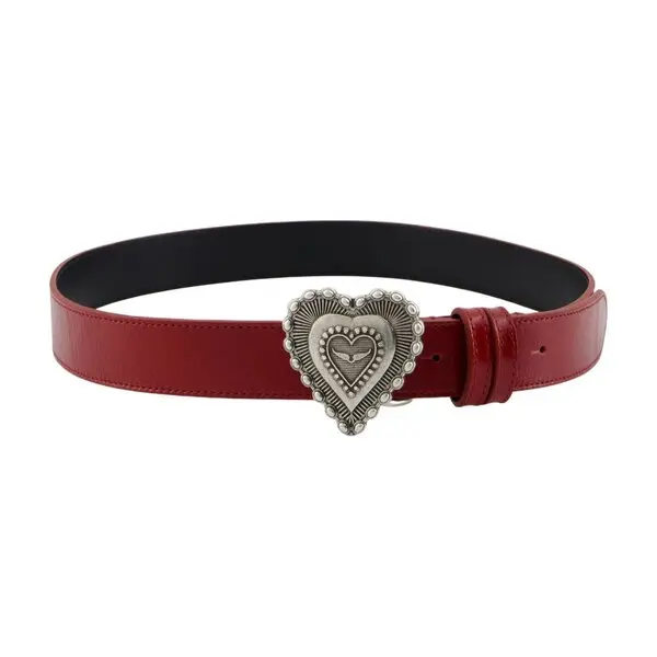 Zadig&Voltaire Leather Belt With Heart Buckle - Red