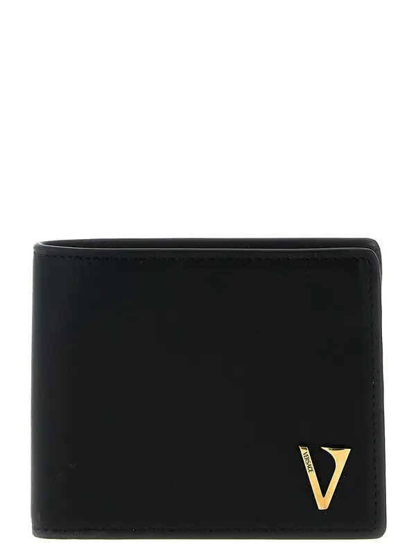 Versace V Logo' Wallet - Black