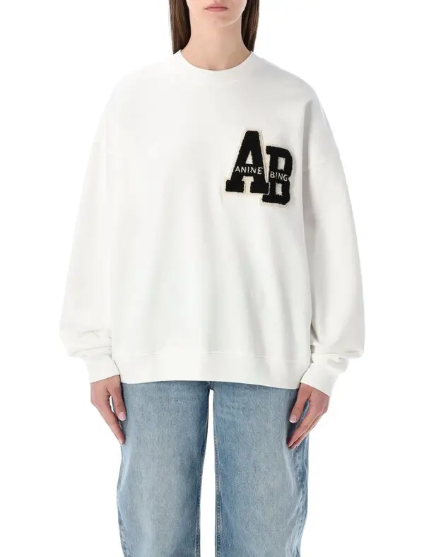 ANINE BING Miles Oversized Sweatshirt Letterman - Beige