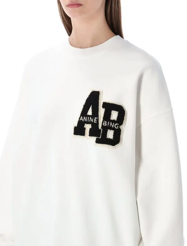 ANINE BING Miles Oversized Sweatshirt Letterman - Beige