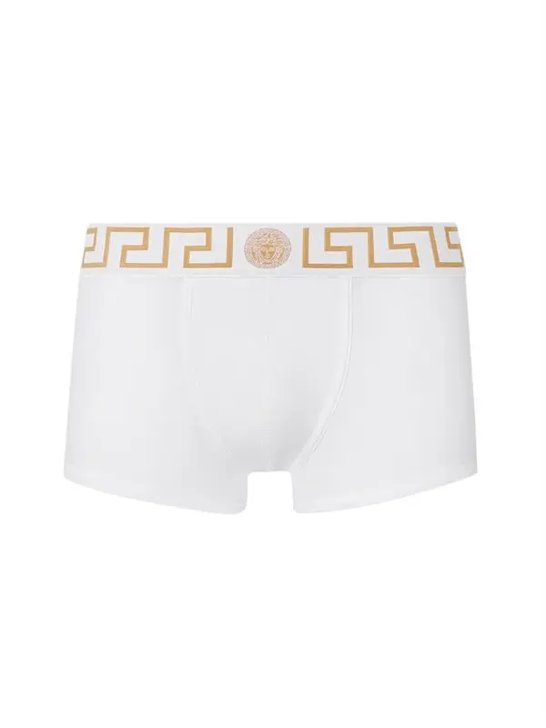 Versace Boxer Shorts With Greek - White