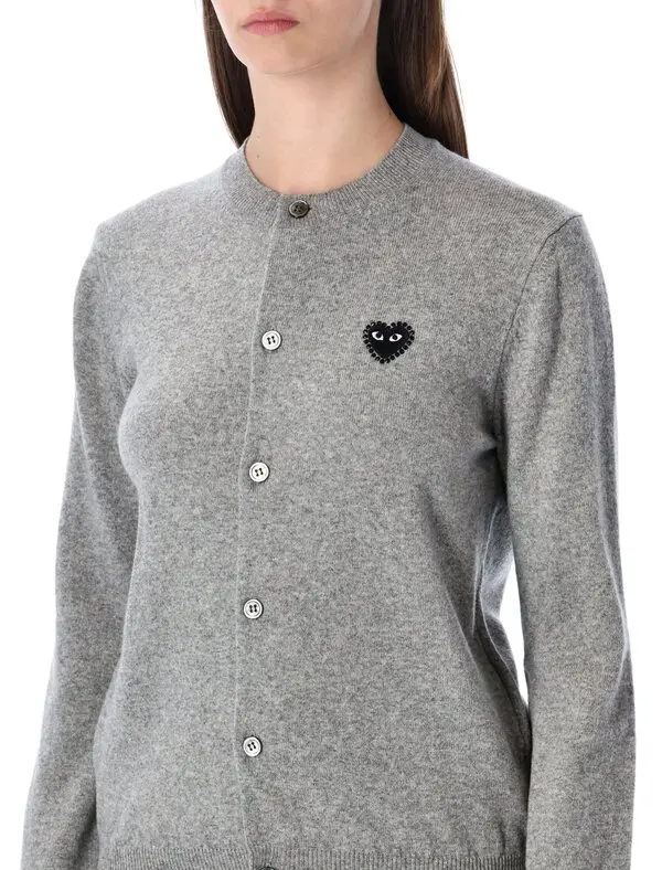 Play Comme Des Garcon Comme Des Garçons Play Crystal Heart Wool Cardigan - Grey