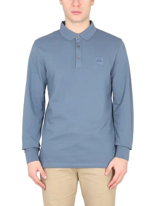 BOSS Polo With Logo Patch - Blue
