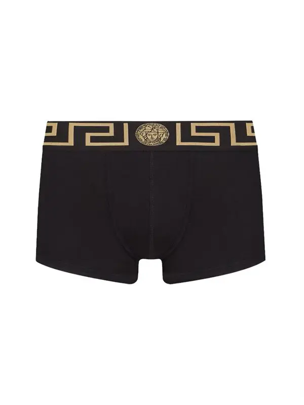 Versace Boxer Shorts With Greek - Black