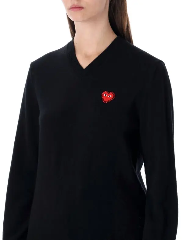 Play Comme Des Garcon Wool Sweater - Black