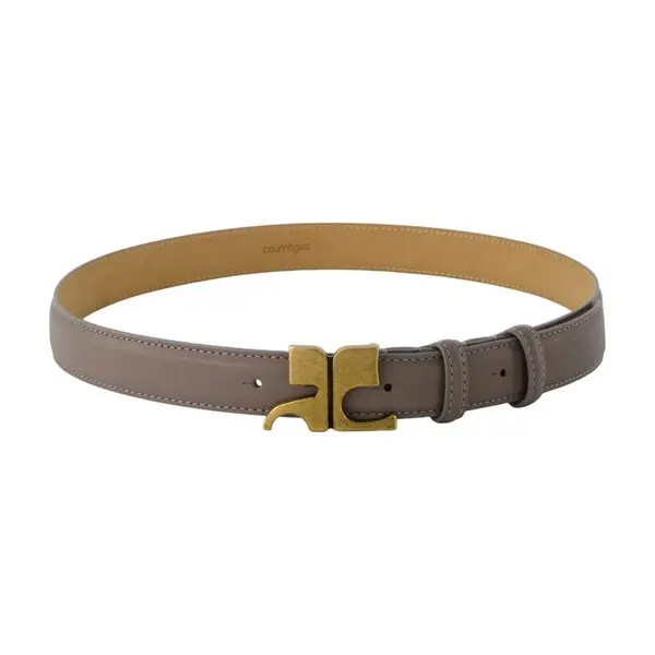 COURREGES Leather Belt With Logo Hardware - Brown
