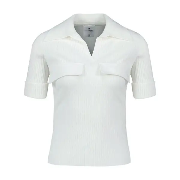 COURREGES Ribbed Viscose Polo