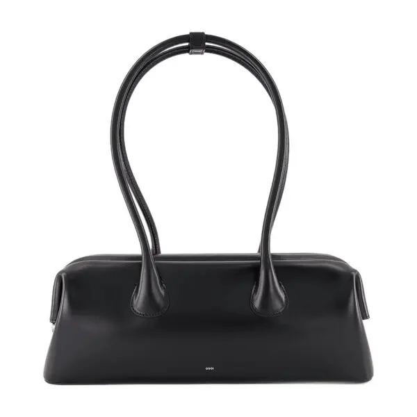 OSOI Boat Wide Leather Shoulder Bag - Black
