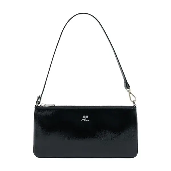 COURREGES Leather Shoulder Bag - Black