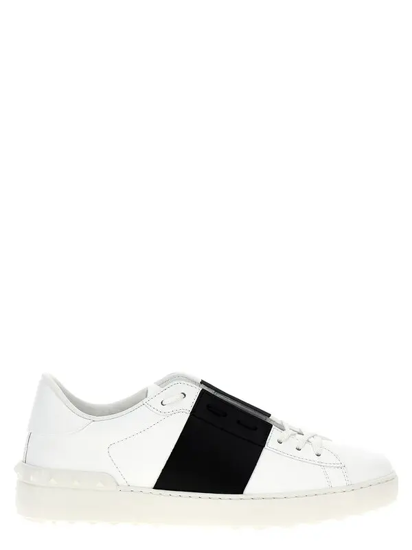 Valentino Garavani Leather 'open' Sneakers - White/black
