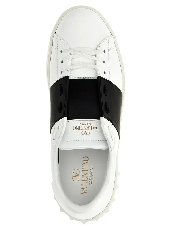 Valentino Garavani Leather 'open' Sneakers - White/black