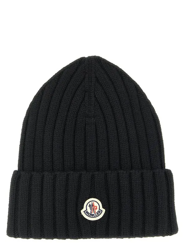 Moncler Logo Patch Beanie - Black