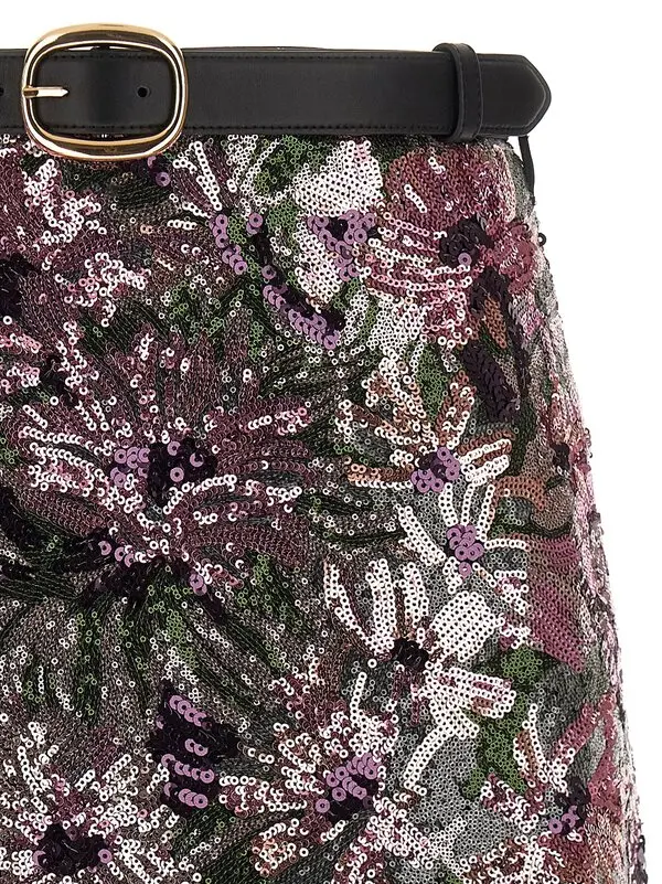 SELF-PORTRAIT Floral Sequin Mini Skirt