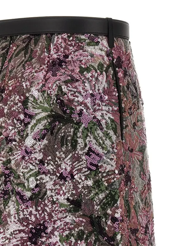 SELF-PORTRAIT Floral Sequin Mini Skirt