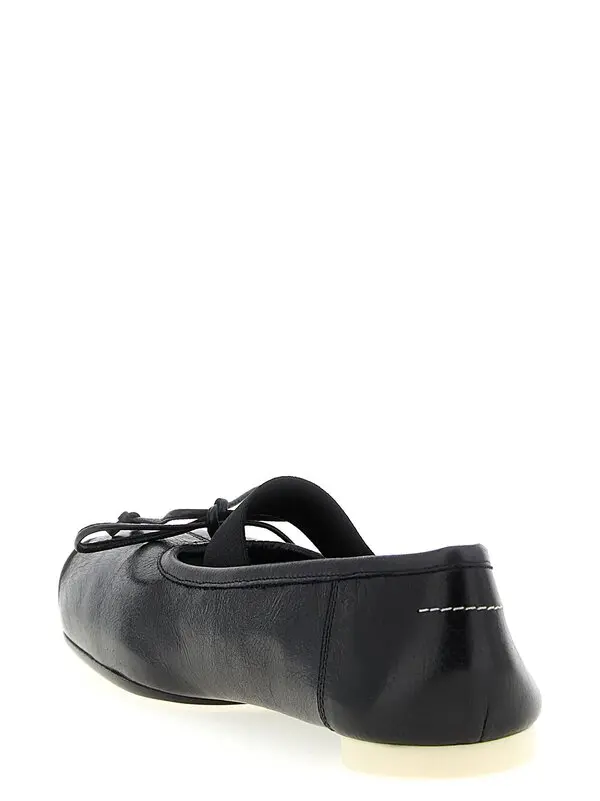 MAISON MARGIELA Crinkle Effect Leather Ballet Flats - Black