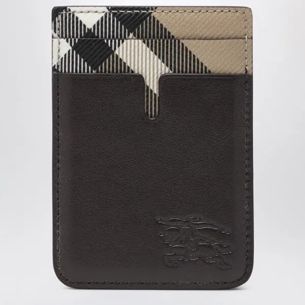Burberry Pop Magnetic Card Holder With Check Pattern - Beige