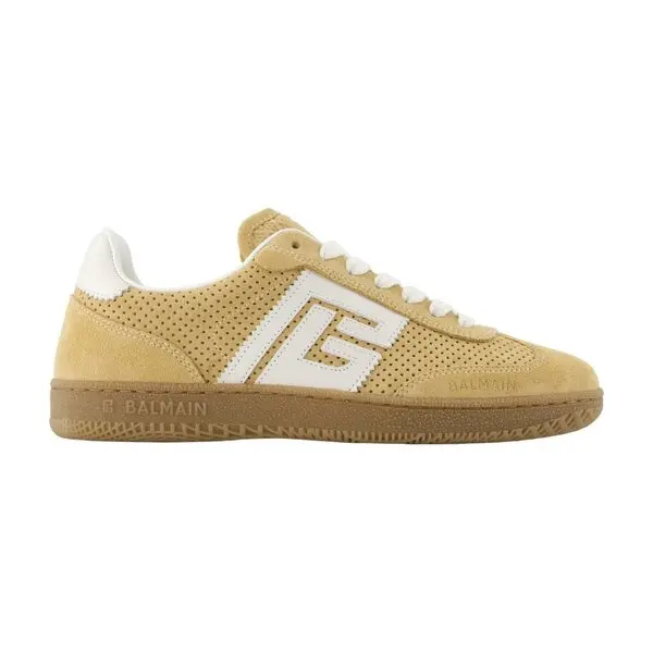 Balmain Swan Leather Sneakers - Beige