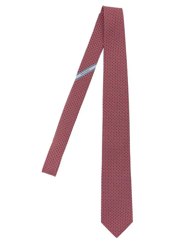 FERRAGAMO Gancini Print Neck Tie - Red