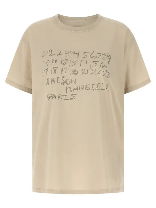 MAISON MARGIELA Printed Cotton T-shirt - Beige