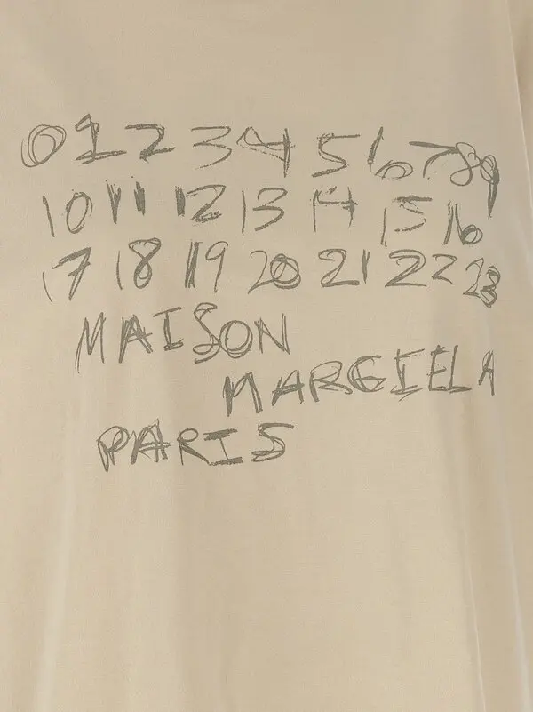MAISON MARGIELA Printed Cotton T-shirt - Beige