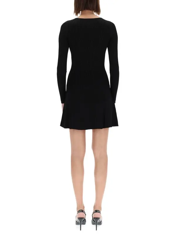 below the knee black dress with sleeves Long Sleeve Fitted T-Shirt Dress In Black – Victoria Beckham UK main image 1