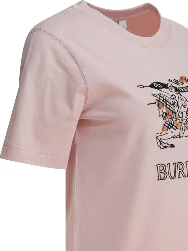 Burberry Cotton T-shirt With Equestrian Knight Design - Pink