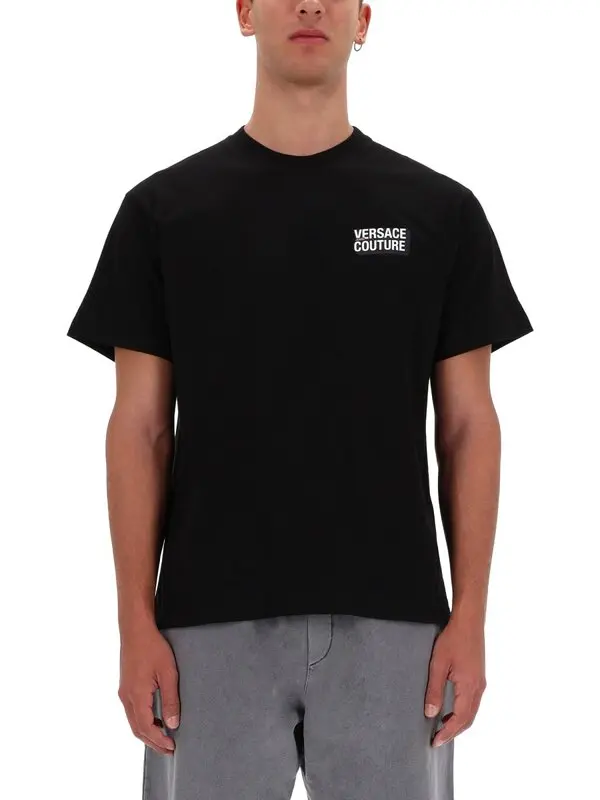 Versace Small Square Logo T Shirt - Black