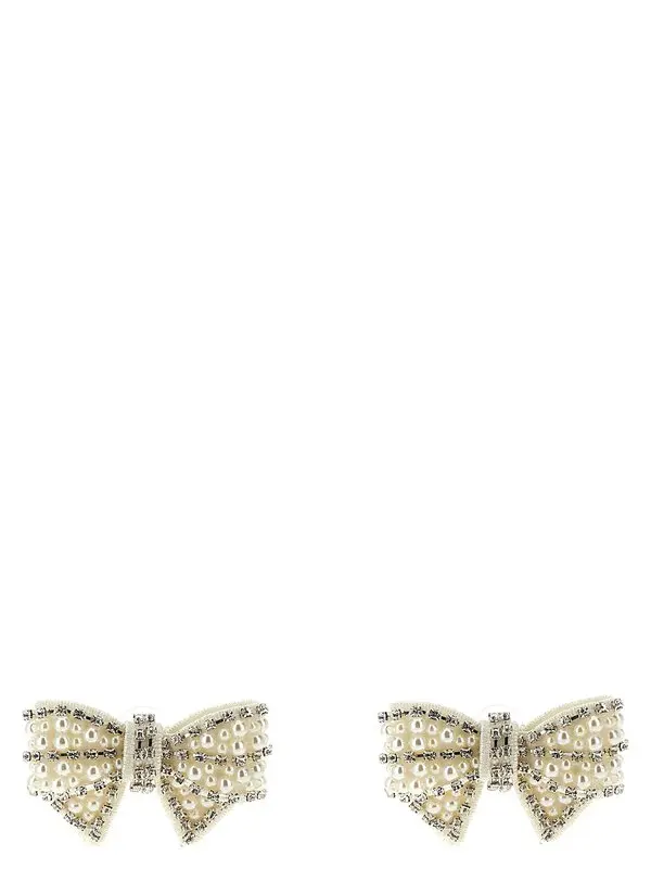 SELF-PORTRAIT Pearl Bow Earrings - White